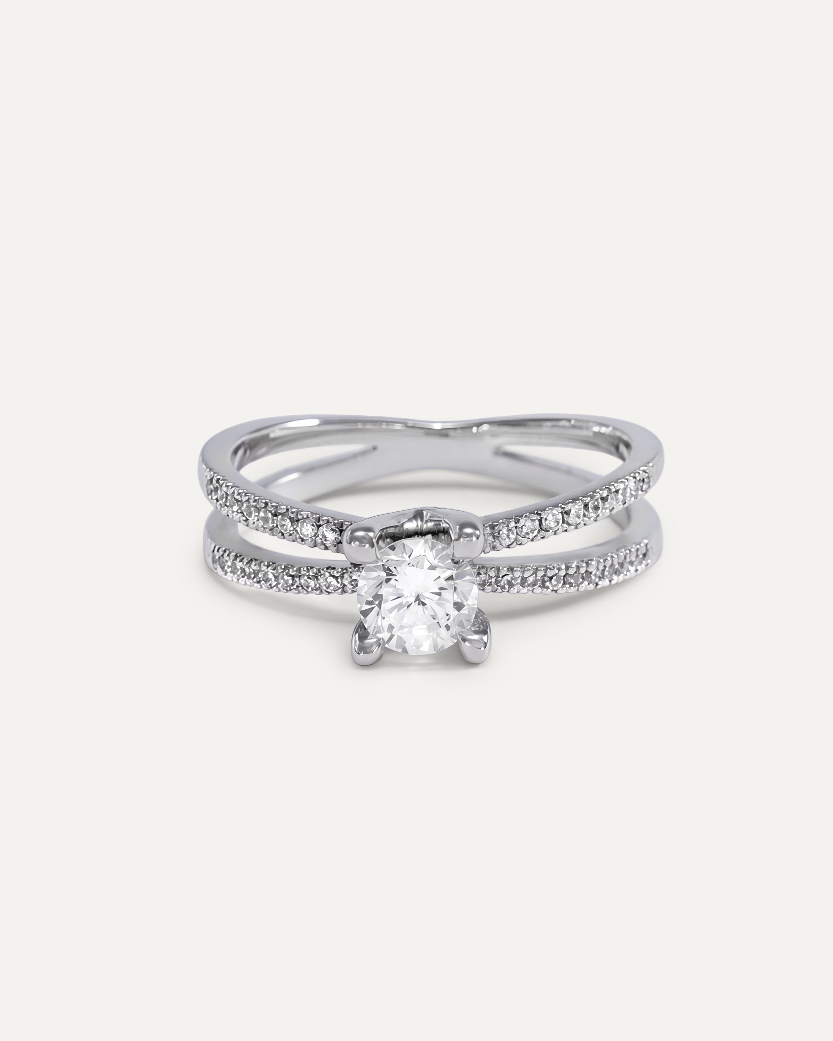 Round Cut Pavé Solitaire Engagement Ring | Proud Diamond